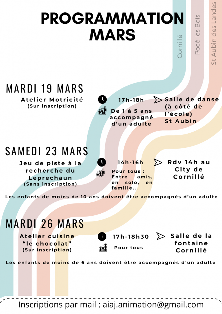 AIAJ : programmation des animations de mars – Mairie Pocé-les-bois
